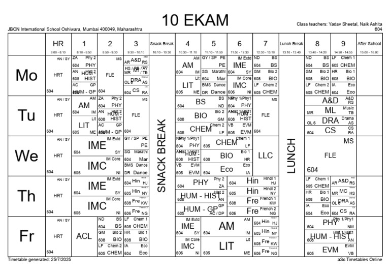 Timetable-25-26287202518395 250728 183914 | PDF