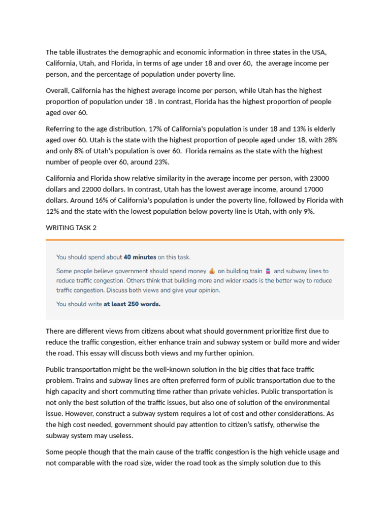 Ielts Writing Task 2 | PDF | Public Transport | Poverty
