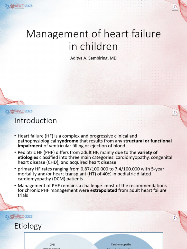 dr Aditya Agita, SpJP - Management of HF in children APICD 2023 AAS | PDF | Heart Failure | Heart