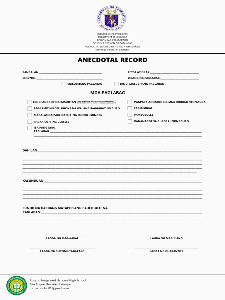 Anecdotal Record Very True | PDF
