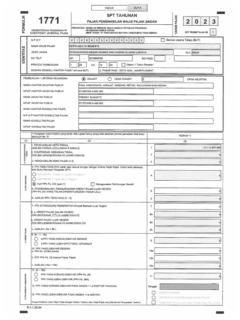 Bpe SPT Badan Pembetulan 1 2023 | PDF