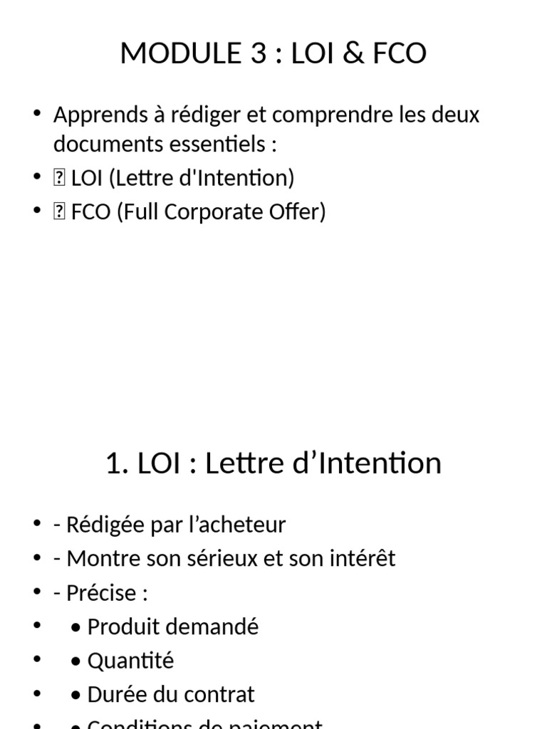 Module 3 LOI FCO Petrole | PDF
