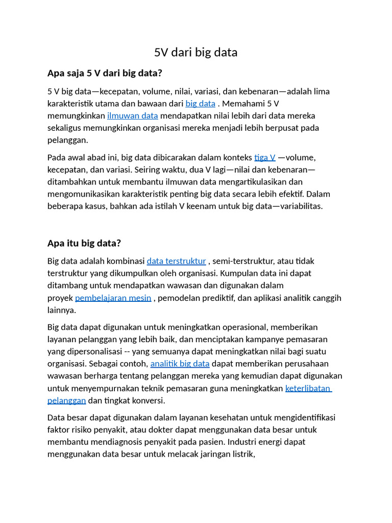 Karakteristik 5V Big Data | PDF