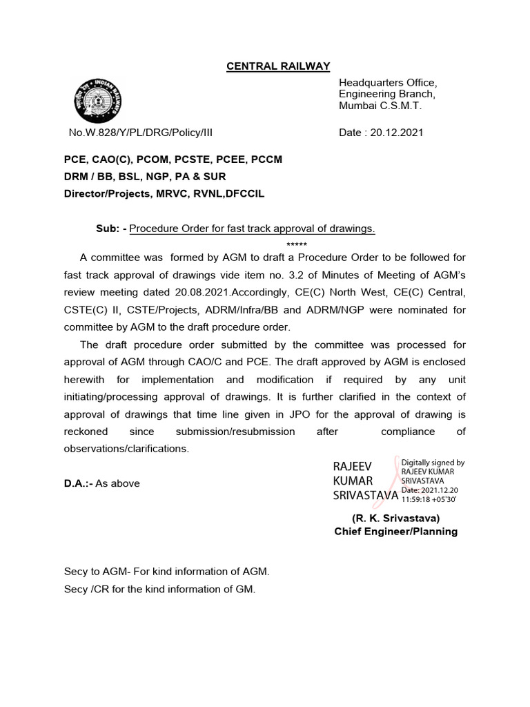 Fast Track Drawing Approval Procedure | PDF