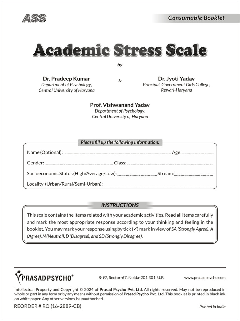 Academic Stress Scale for Students | PDF | Behavioural Sciences ...