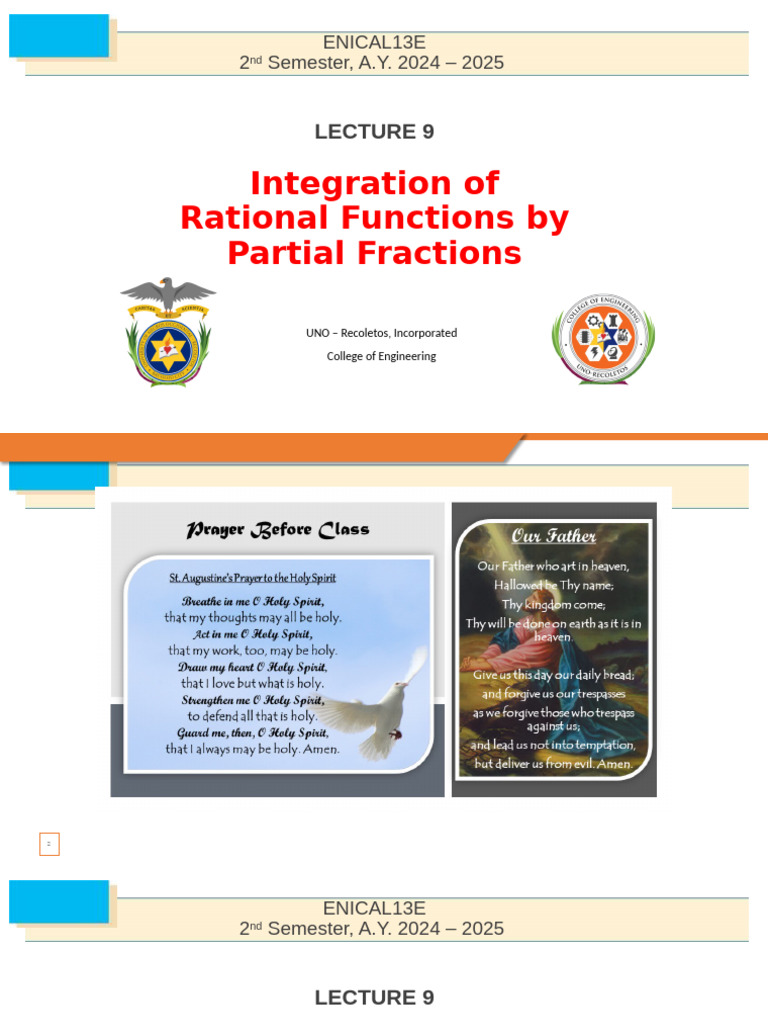 ENICAL13E Lecture 9 Integration of Rational Functions by Partial ...
