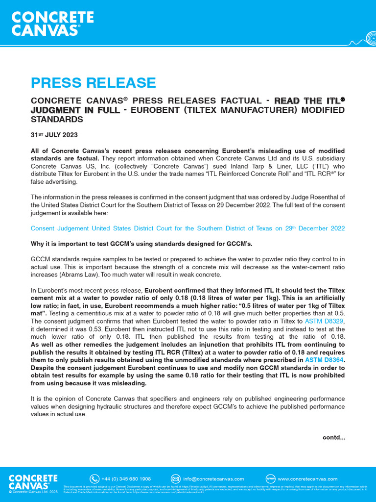 2307 Concrete Canvas® Press Releases Factual - Read The ITL® Judgment ...