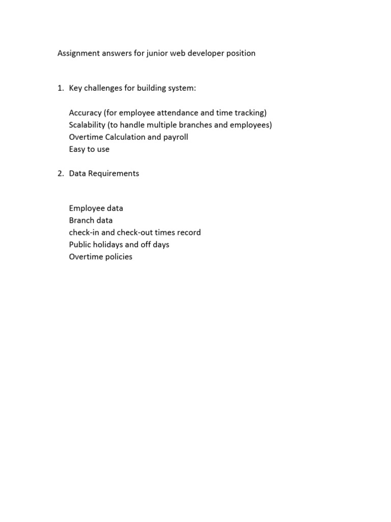 Junior Web Developer Assignment | PDF