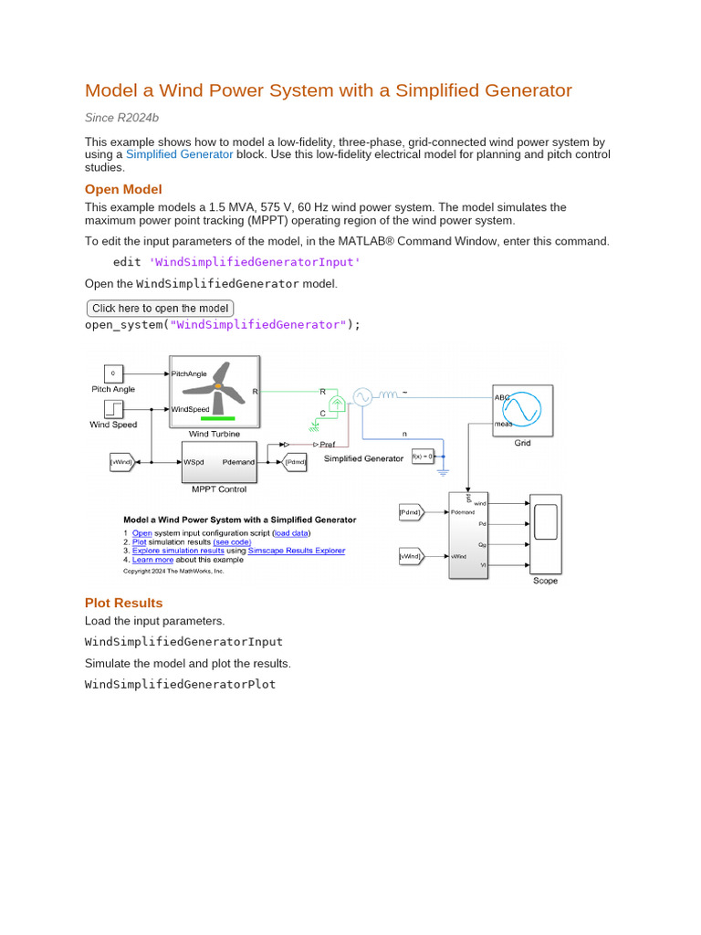 Model a Wind Power System with MATLAB | PDF