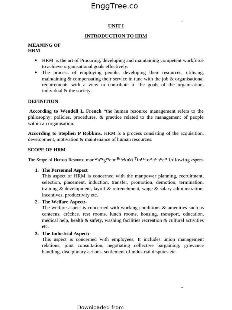 GE3754 Human Resource Management Notes | PDF | Human Resource ...