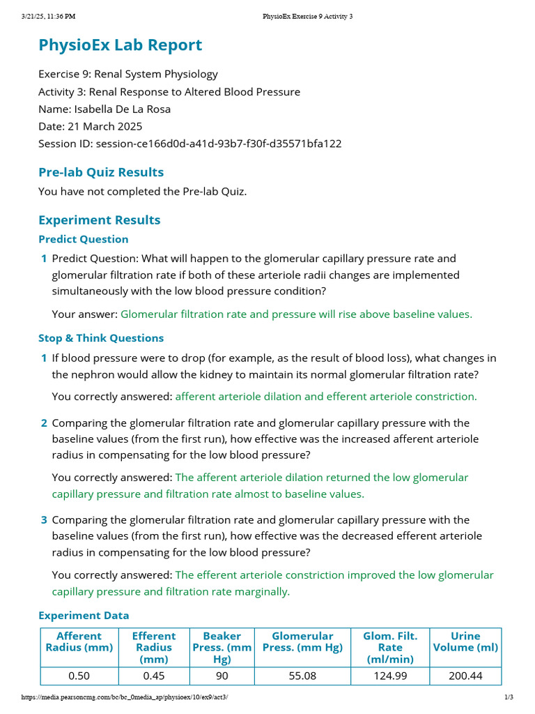 Renal Response to Blood Pressure Changes | PDF | Kidney | Vasodilation