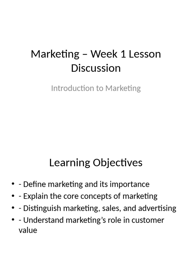 Introduction to Marketing Concepts | PDF