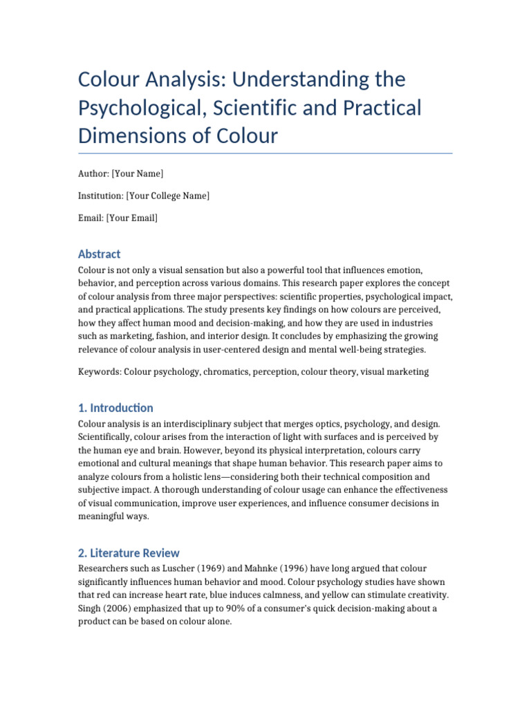 Colour Analysis Extended Research Paper | PDF | Color | Graphic Design