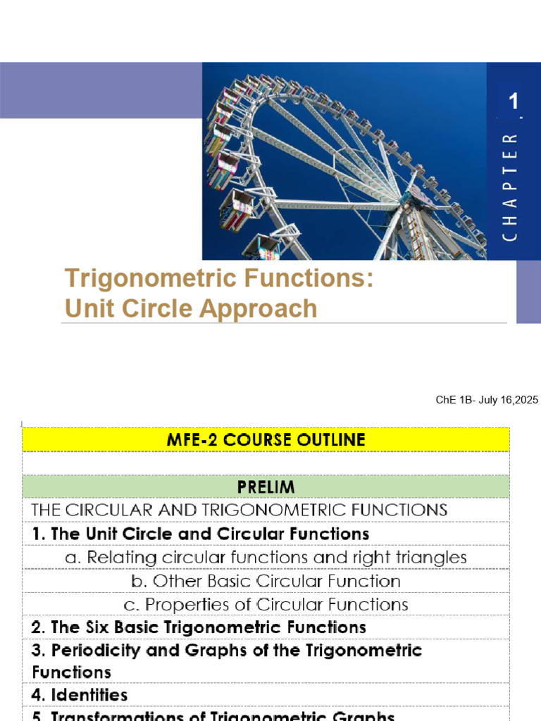 22july2025 Lecture 2. Circular Functions | PDF | Trigonometric Functions | Elementary Geometry