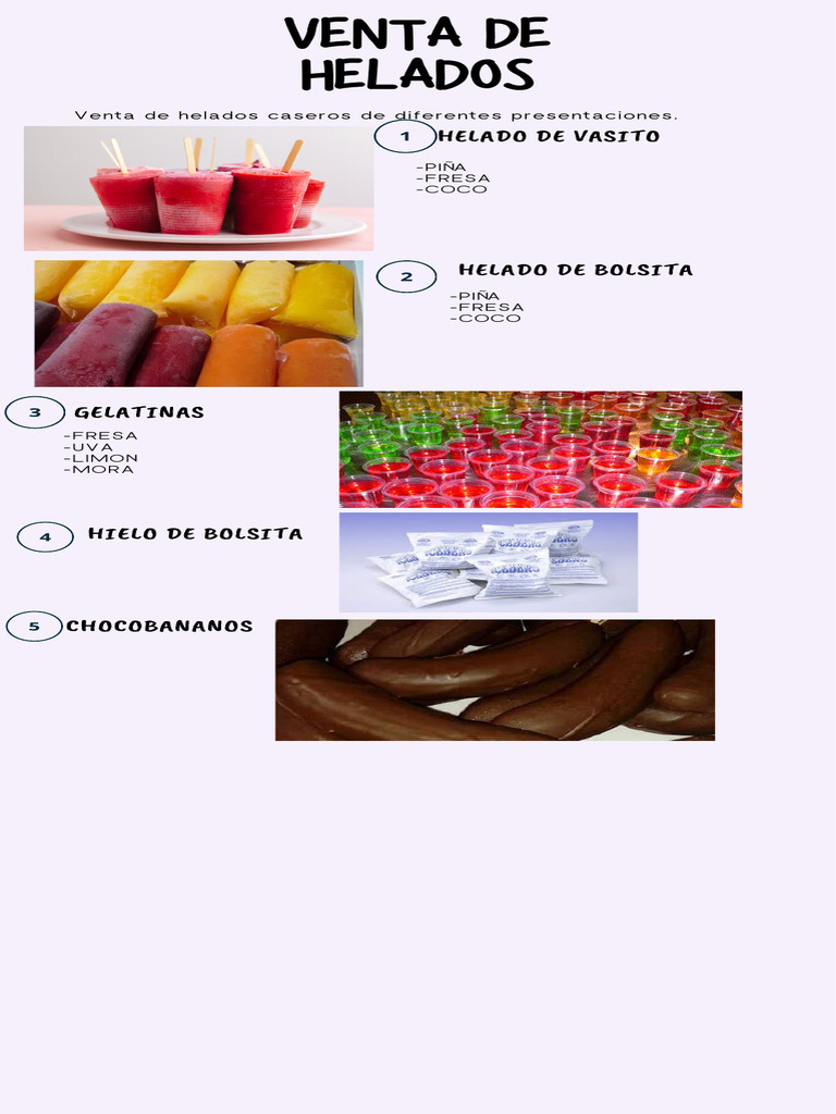 Venta de Helados Caseros Variados | PDF