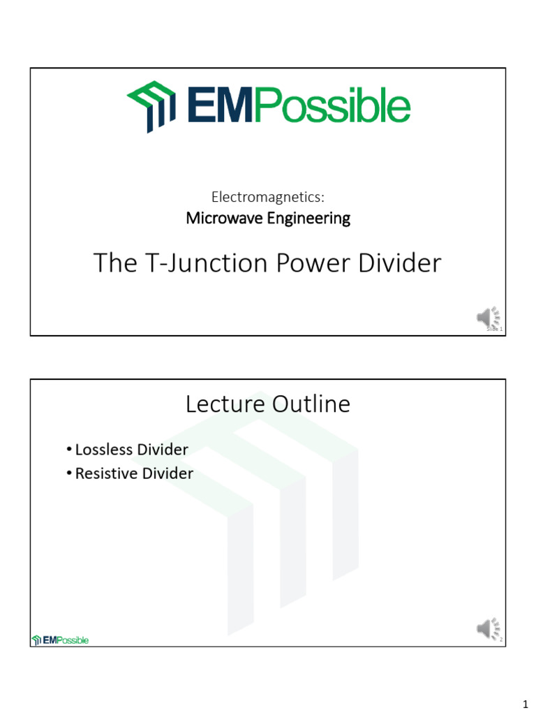 Lecture 7e The T Junction Power Divider | PDF | Radio Technology | Waves