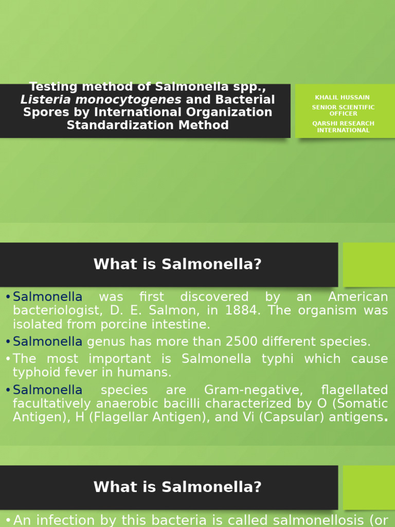 Salmonella Testing Method Overview | PDF | Salmonella | Immunology