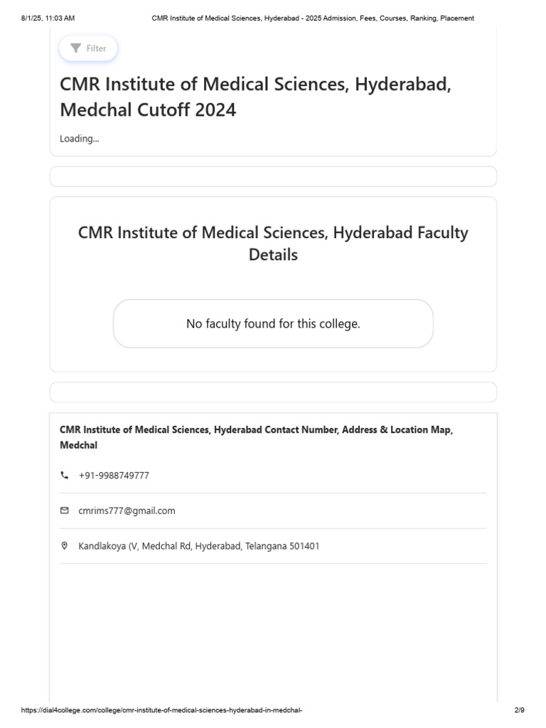 CMR Institute of Medical Sciences Info | PDF