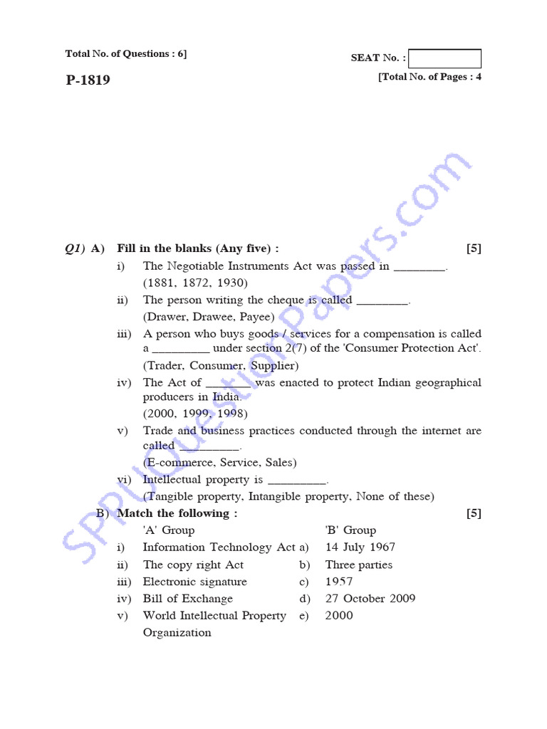 Commerce - Bcom - Semester 6 - 2023 - April - Business Regulatory Framework II 2019 Pattern ...