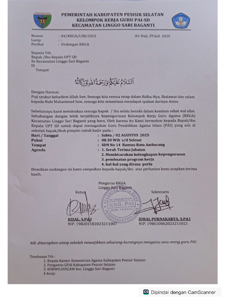 Undangan KKGA Kec LSB 2-8-2025 | PDF