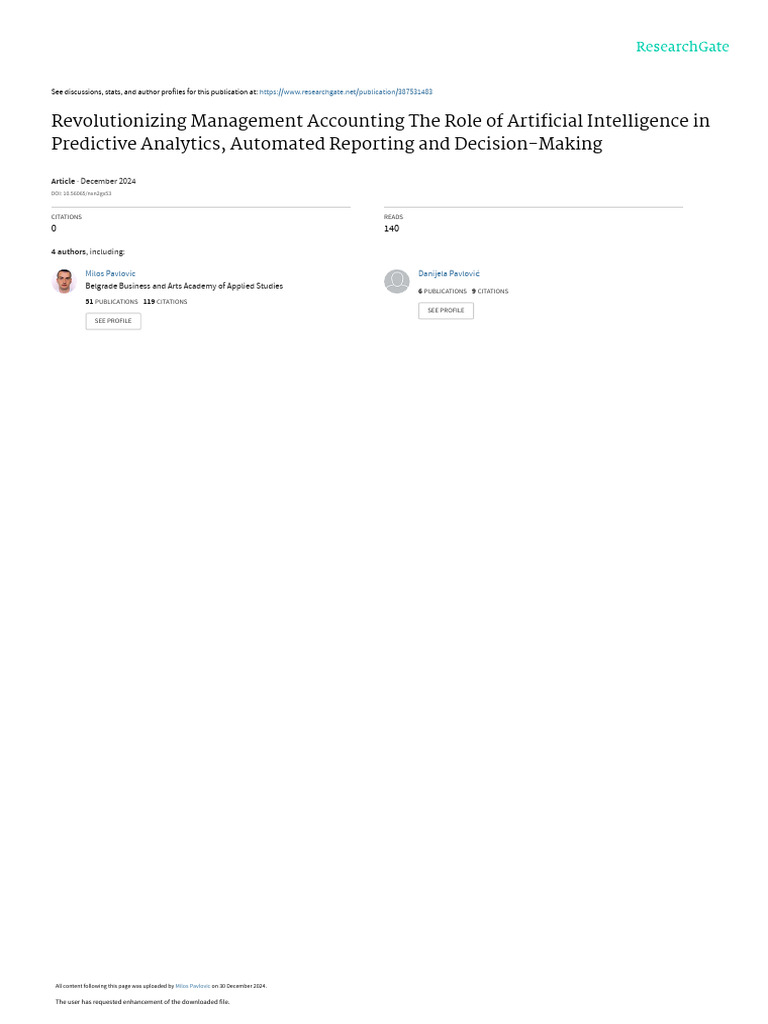 Revolutionizing Management Accounting The Role of Artificial Intelligence in Predictive ...
