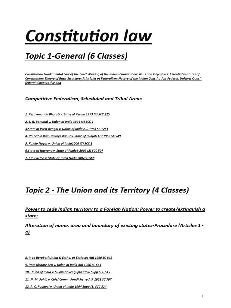 Summary of Constitution Law | PDF | Separation Of Powers | Constitution