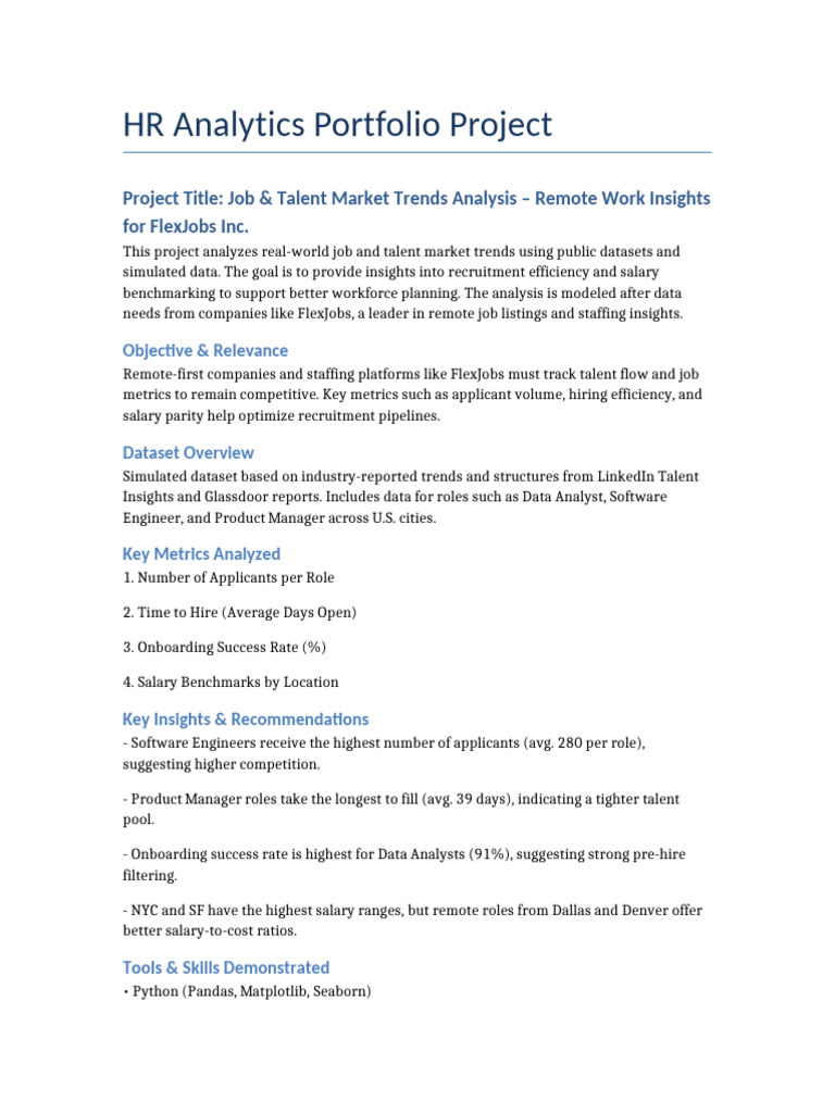 HR Analytics Portfolio FlexJobs | PDF