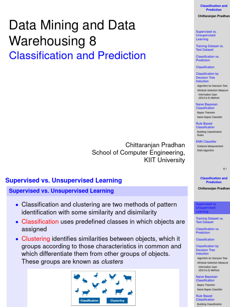 DMDW 8 Classification and Prediction | PDF | Statistical Classification | Cluster Analysis