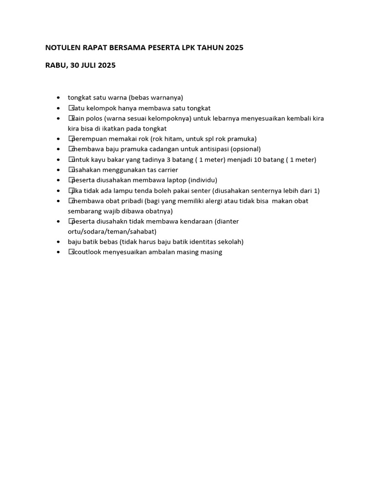 Notulen Rapat Gmeet | PDF