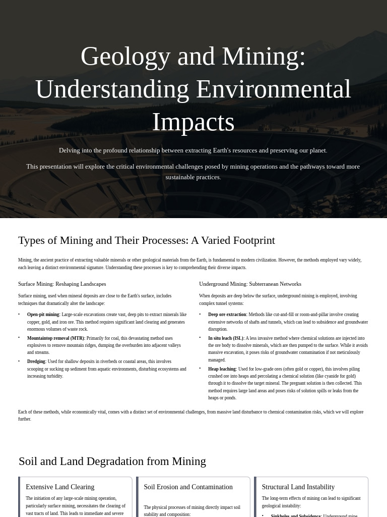 Geology and Mining Understanding Environmental Impacts | PDF | Mining ...