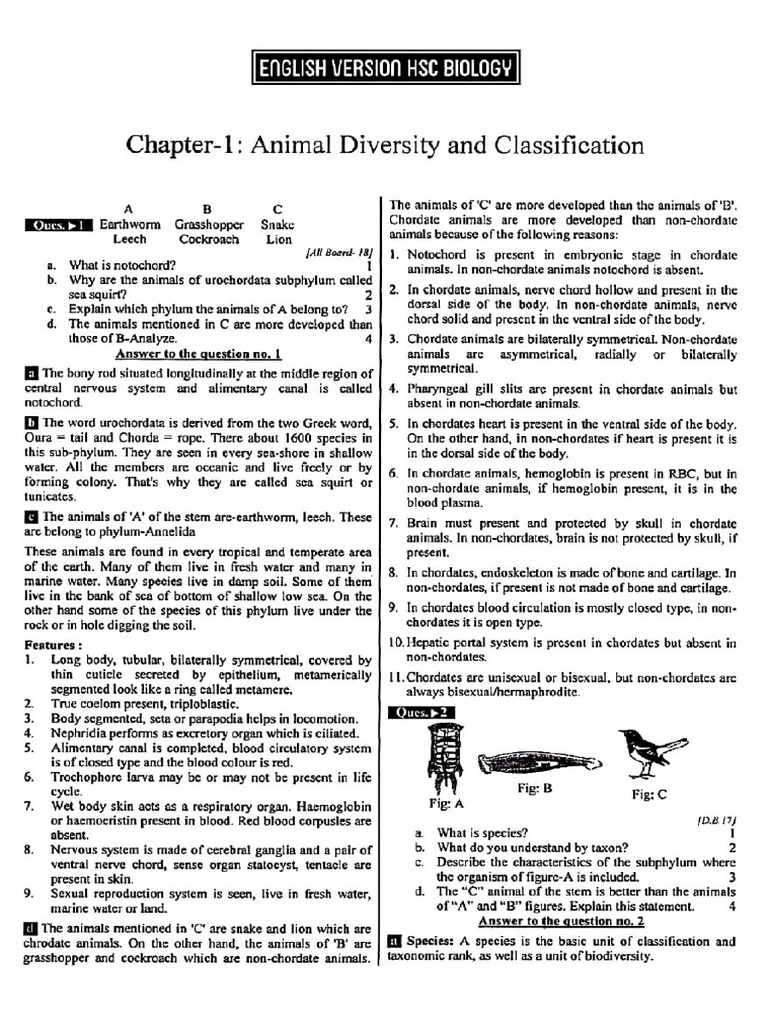 HSC EV Biology 2nd Paper CQ | PDF