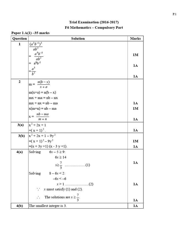 2016-2017 F6 Maths Mock Solutions | PDF | Angle | Classical Geometry