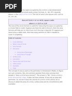 Area vs Circumference of a Circle | PDF | Area | Circle