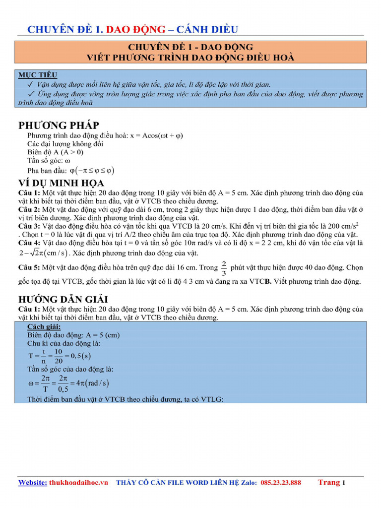 Viet Phuong Trinh Dao Dong Dieu Hoa | PDF