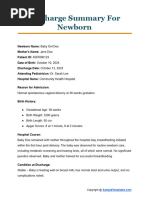 HB Neonatal Discharge Summary Sample Format | PDF | Health Sciences ...