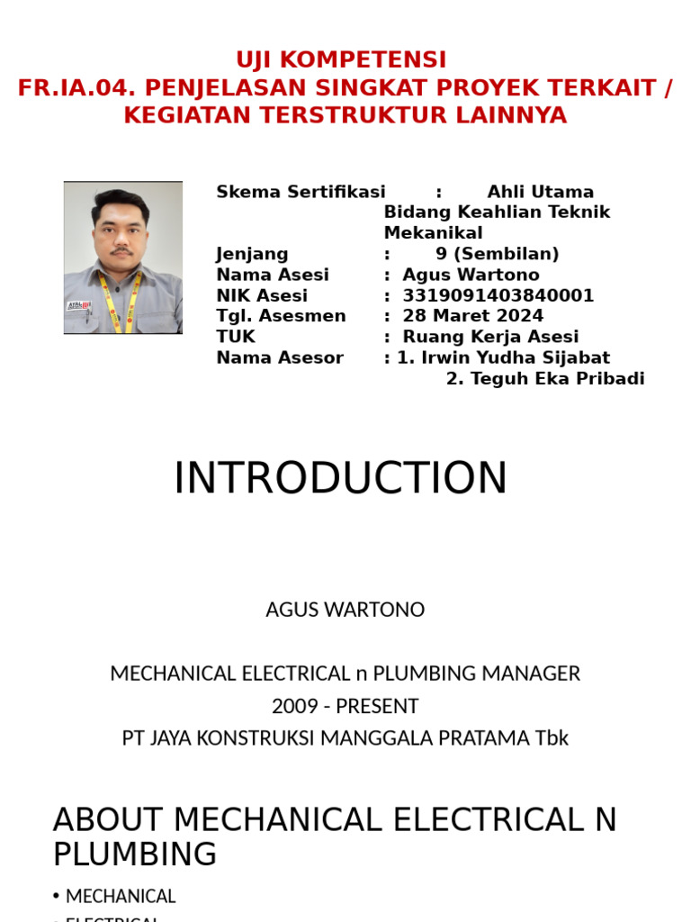 Sertifikasi Ahli MEP Agus Wartono | PDF | Applied And Interdisciplinary ...