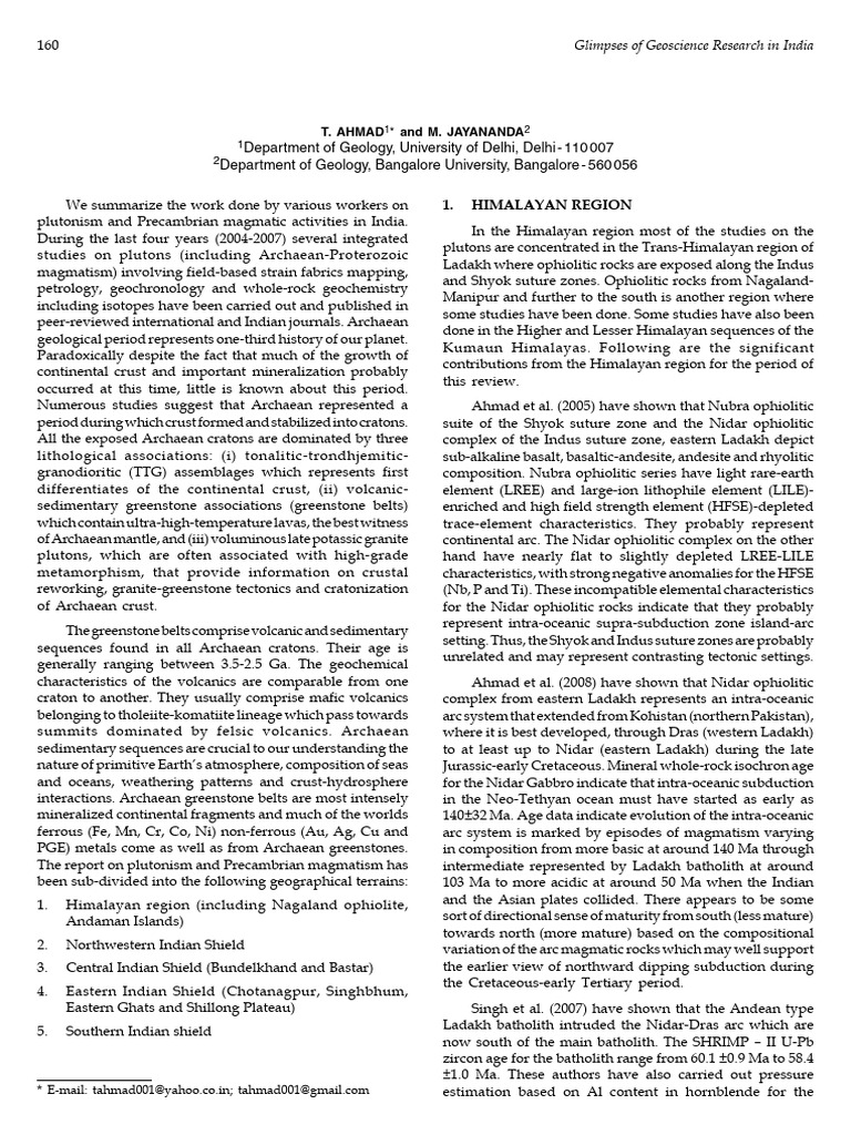 Plutonism and Precambrian Magmatism in India | PDF | Igneous Rock | Magma