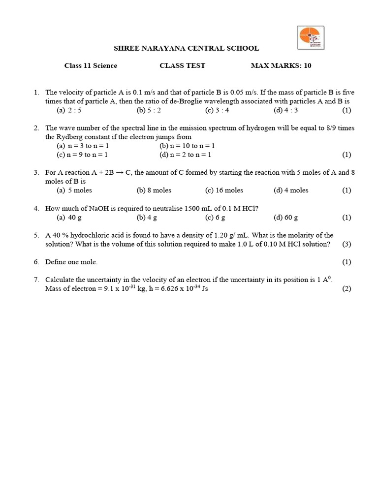 CLASS TEST - Chapter 1 and 2 | PDF