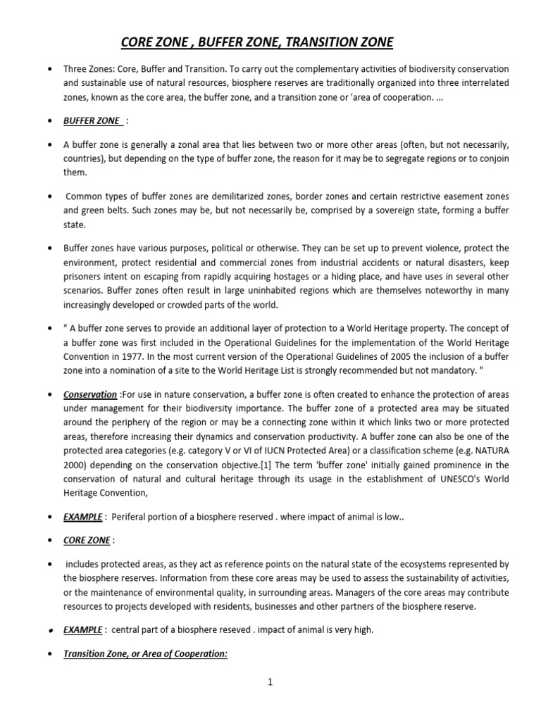 Core Zone Buffer Zone Transition Zone | PDF | Protected Area ...