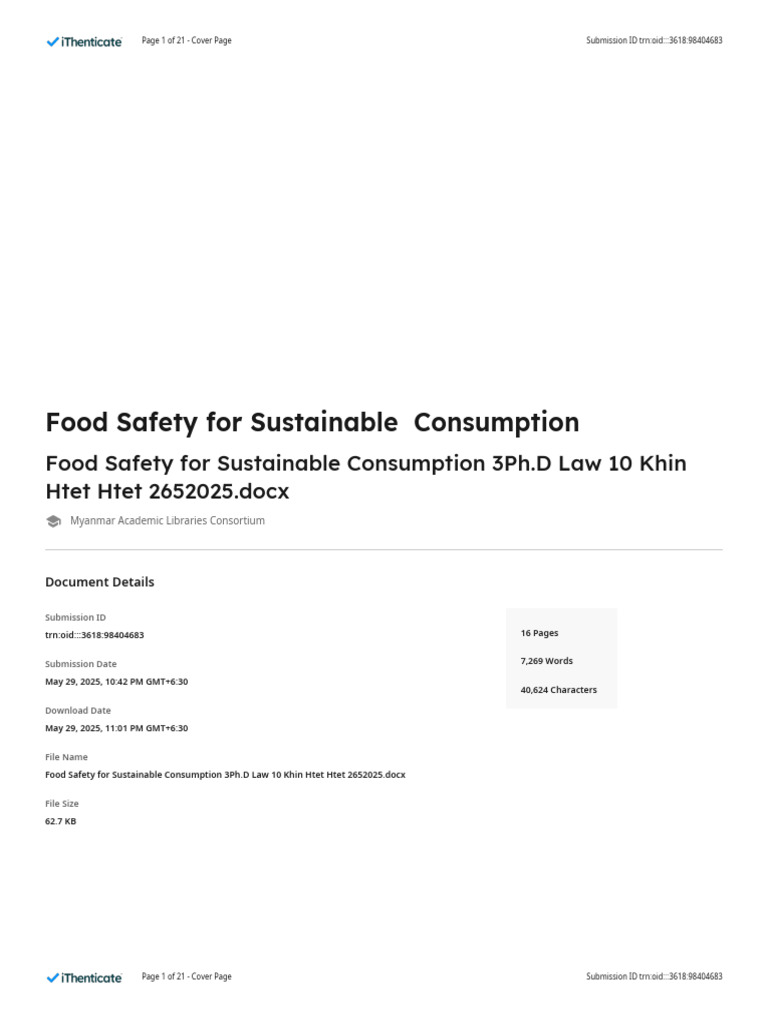 Food Safety for Sustainable Consumption | PDF | Citation | Publishing
