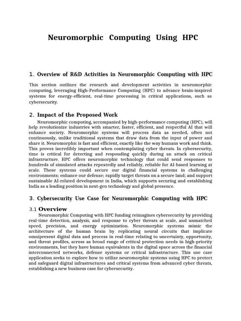 Neuromorphic Computing Using HPC | PDF | Computer Security | Security