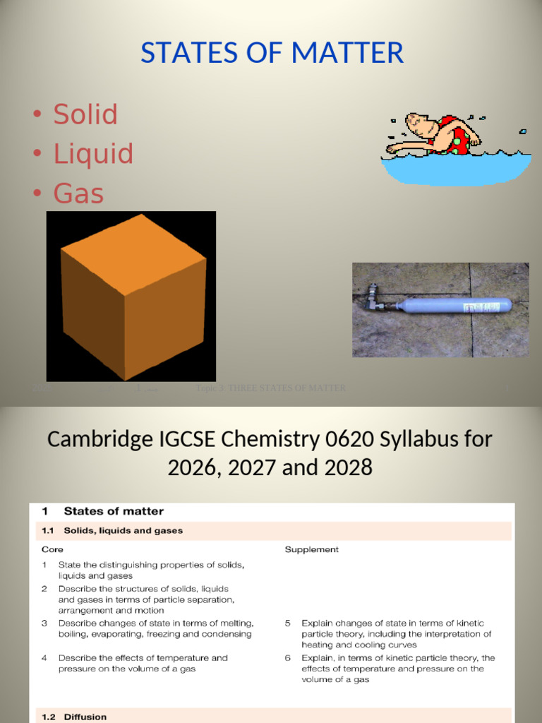 Three States of Matter | PDF | Gases | Liquids
