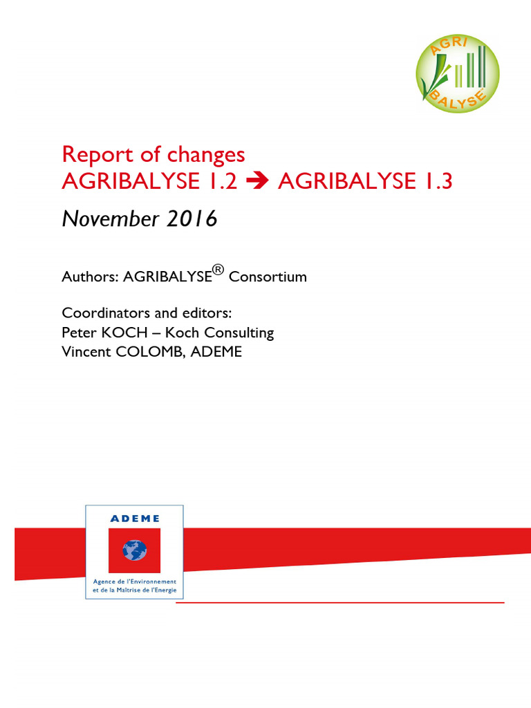AGRIBALYSE v1 3 Report of Changes 2016 | PDF | Fertilizer | Databases