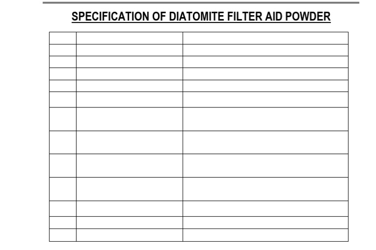 Diatomite Filter Aid Powder Specifications | PDF