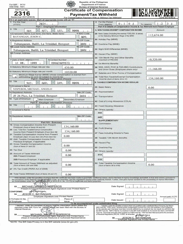 Certificate of Compensation (Bayangan) | PDF