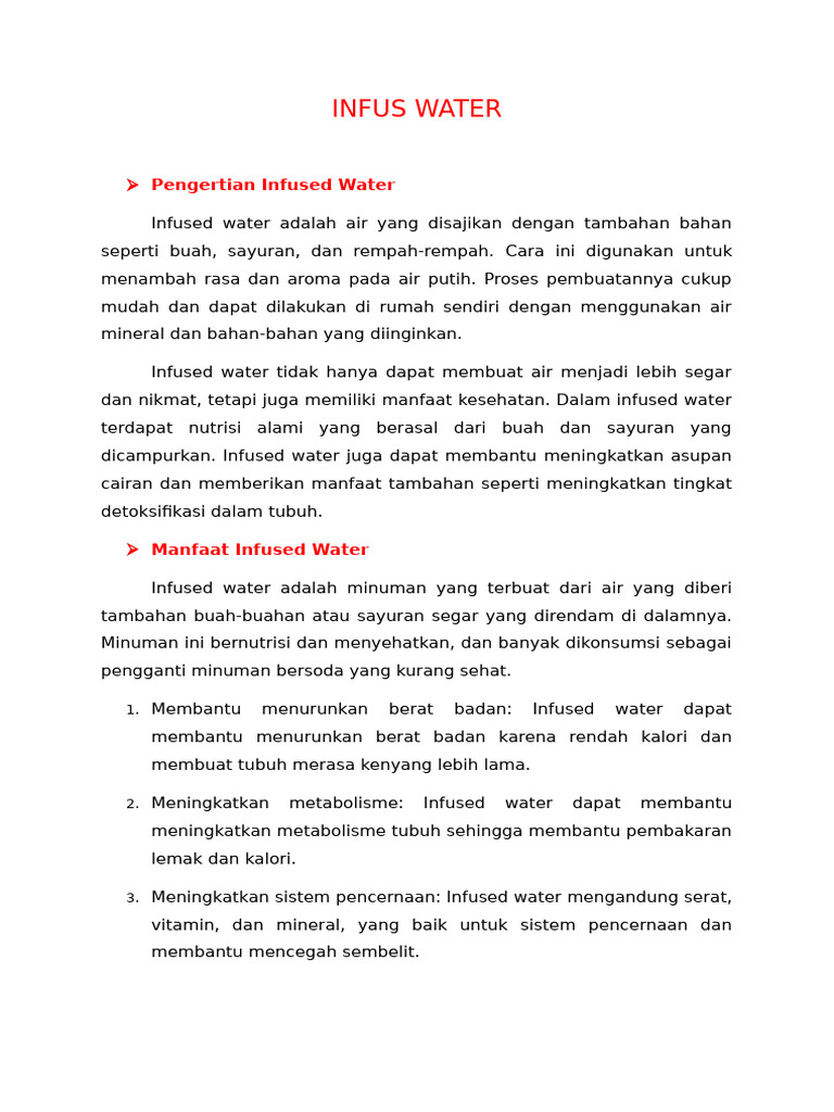 Infus Water | PDF