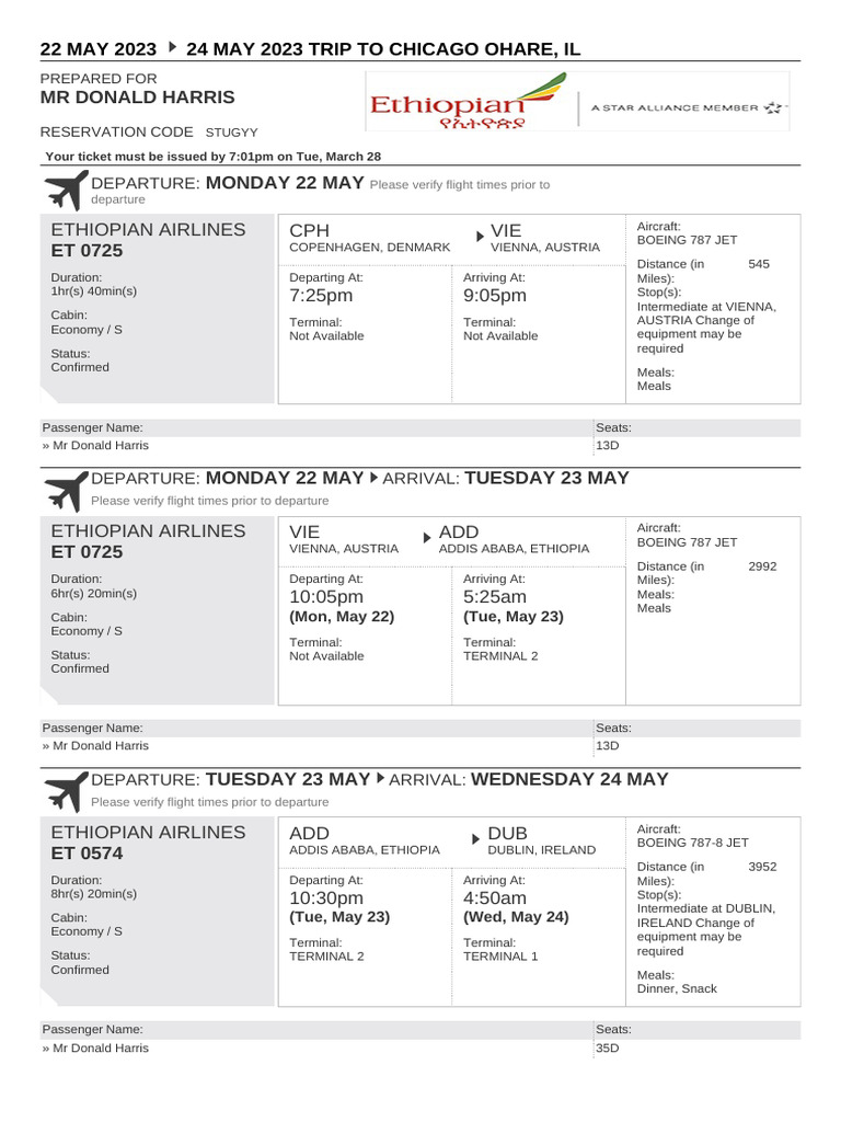 Travel Reservation May 22 For MR DONALD HARRIS | PDF | Meal | Airliner