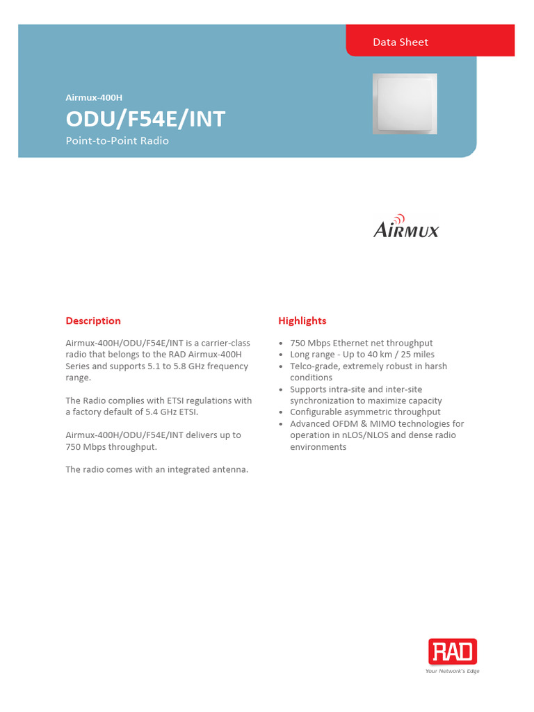 Airmux-400H Point-to-Point Radio Data Sheet | PDF | Radio | Duplex ...