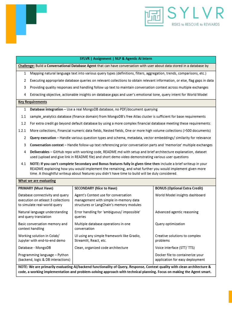 NLP Database Agent Internship Project | PDF | Databases | Mongo Db