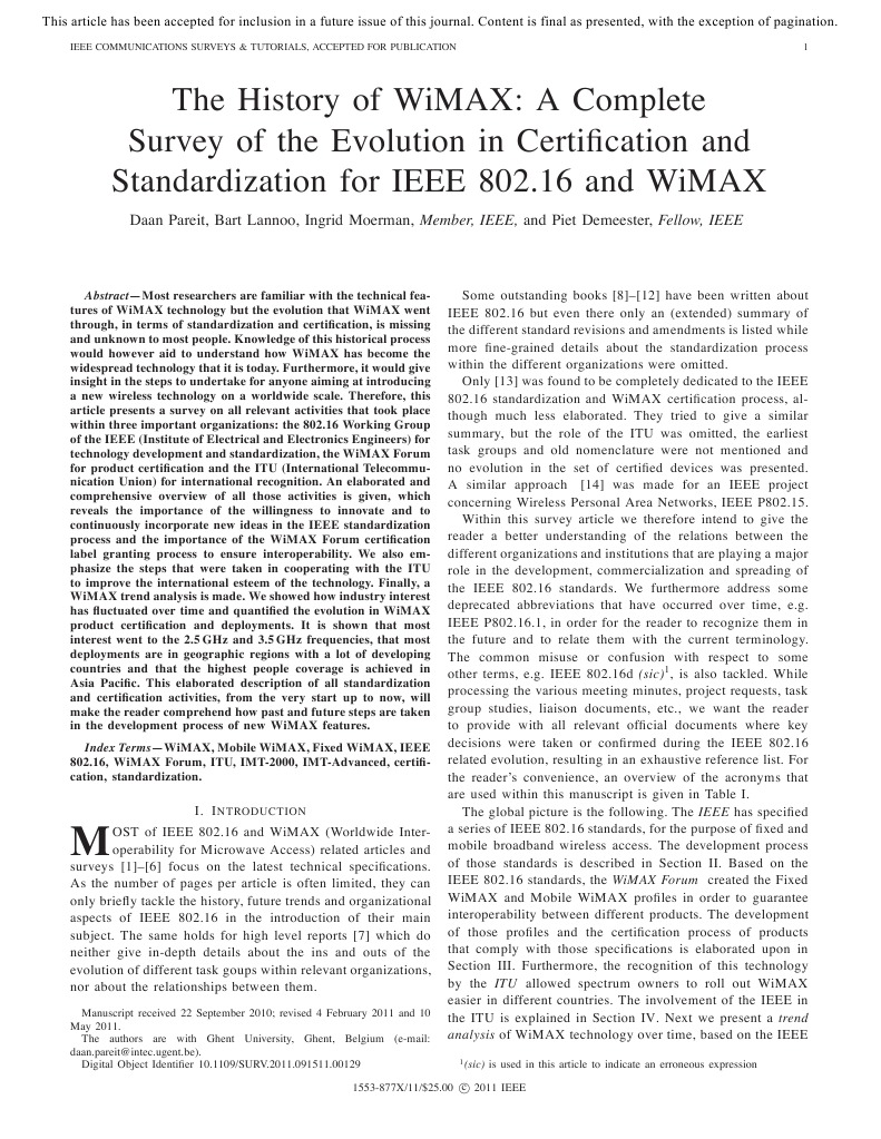 The History of WiMAX | PDF | Wi Max | 3 G
